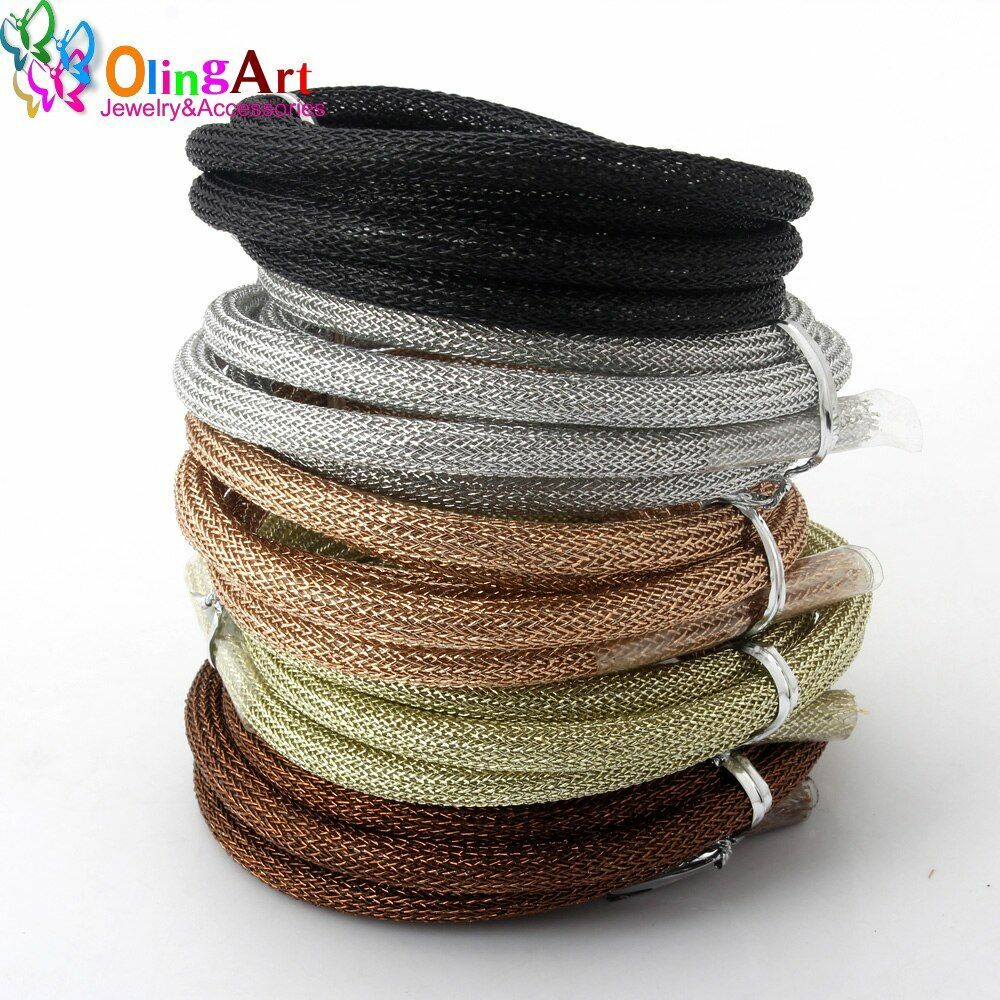 1m/lot 6.0mm Wire Plastic Hollow Tube Mesh Metal Colorful Diy Bracelets ...