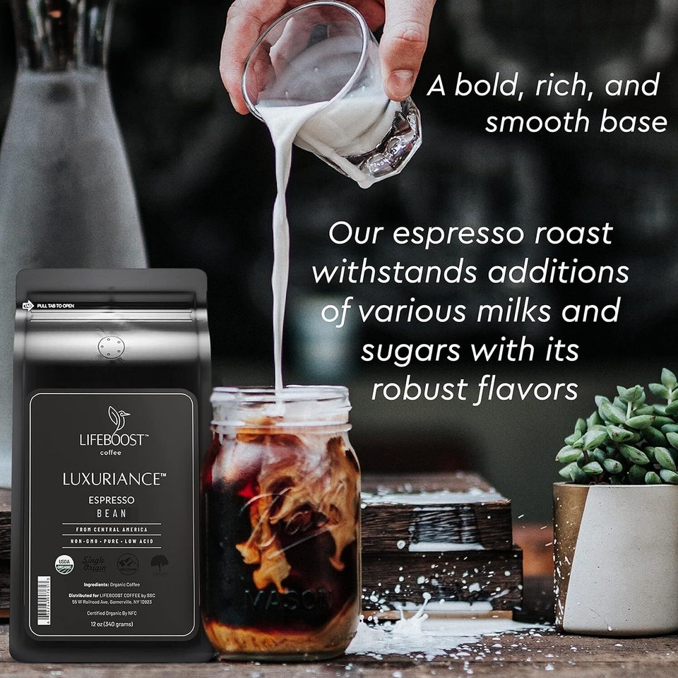 Lifeboost Coffee Organic Espresso Beans Whole - Low Acid Single Origin ...