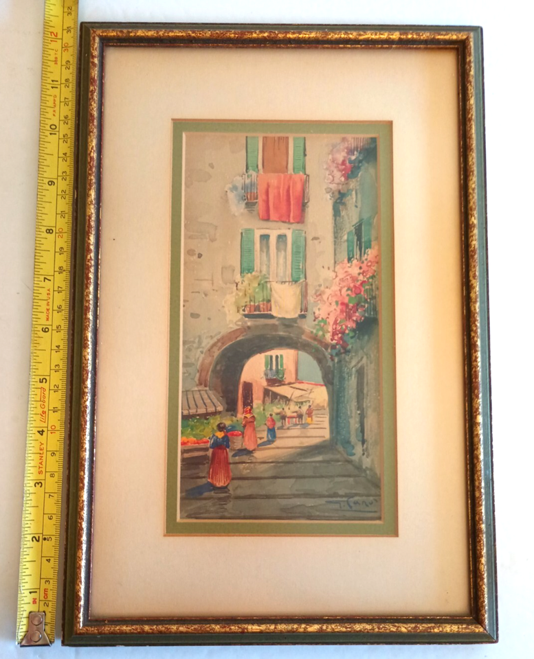 Italian Artist G. Cano Vintage Street Scene Framed Print 12" x 8 ...