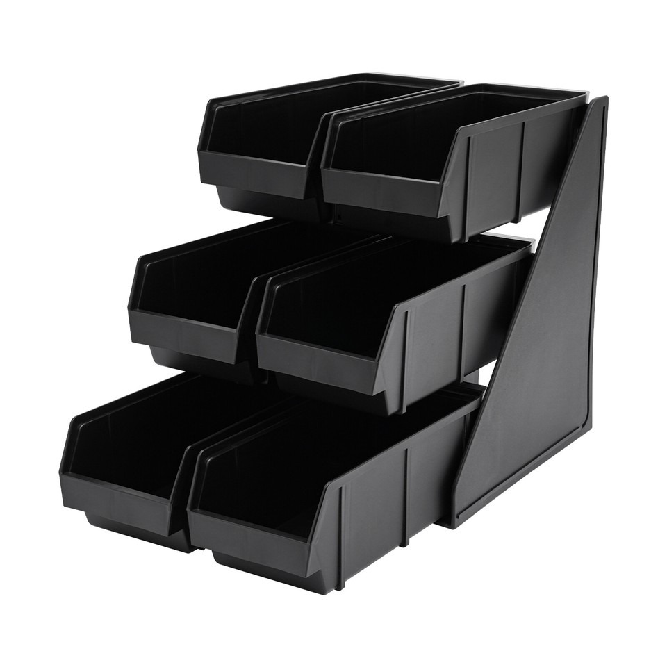 6-Compartment Condiment Organizer Bin - 3-Tier Storage for Coffee ...