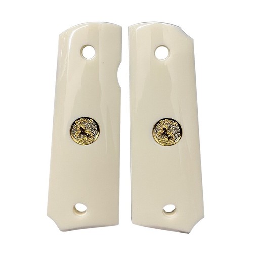1911 Grips Full Size COLT Springfield Ivory Gold Horse Medallion W ...