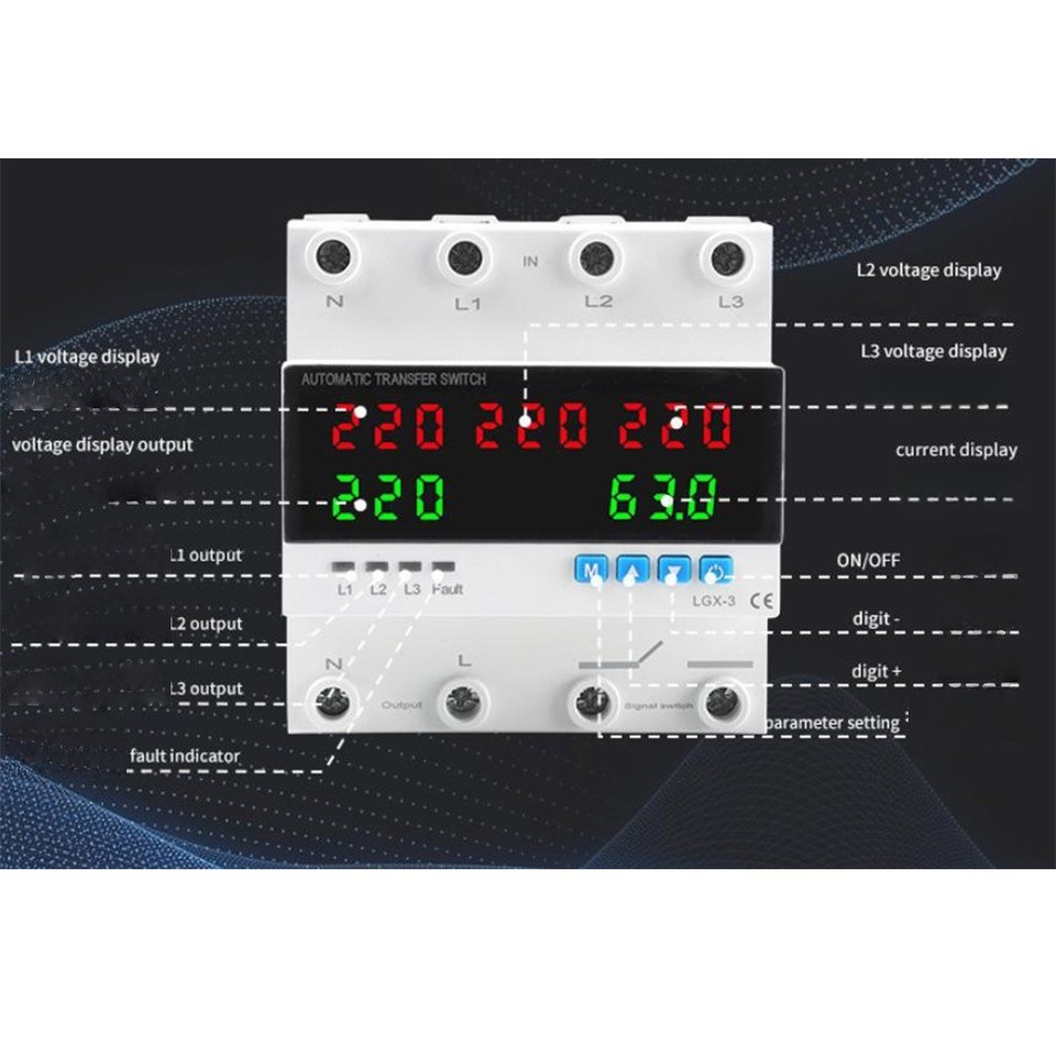 Three Phase 63A Voltage Protection Relay for CNC Machines with Auto ...