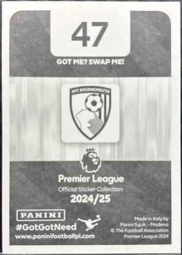 Panini Premier League 2025 - # 47 - EVENILSON - AFC Bournemouth | eBay