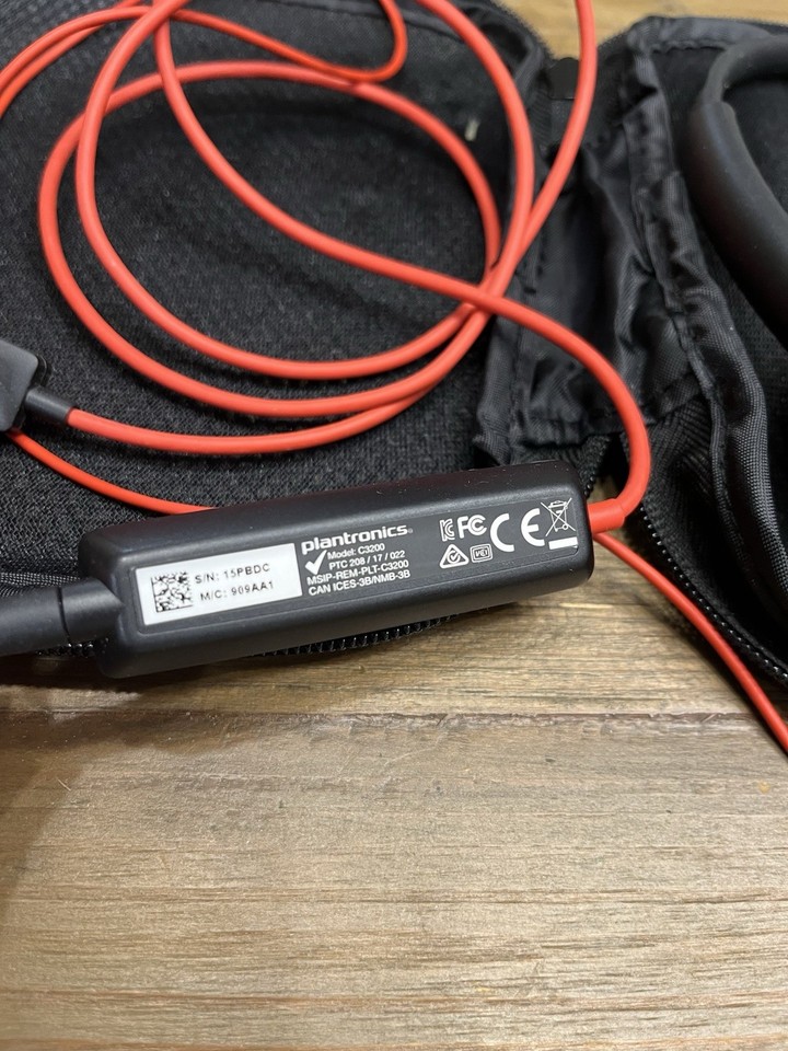 Plantronics C3200 USB Headset Black/Red Double Ear-Pad Boom Microphone ...