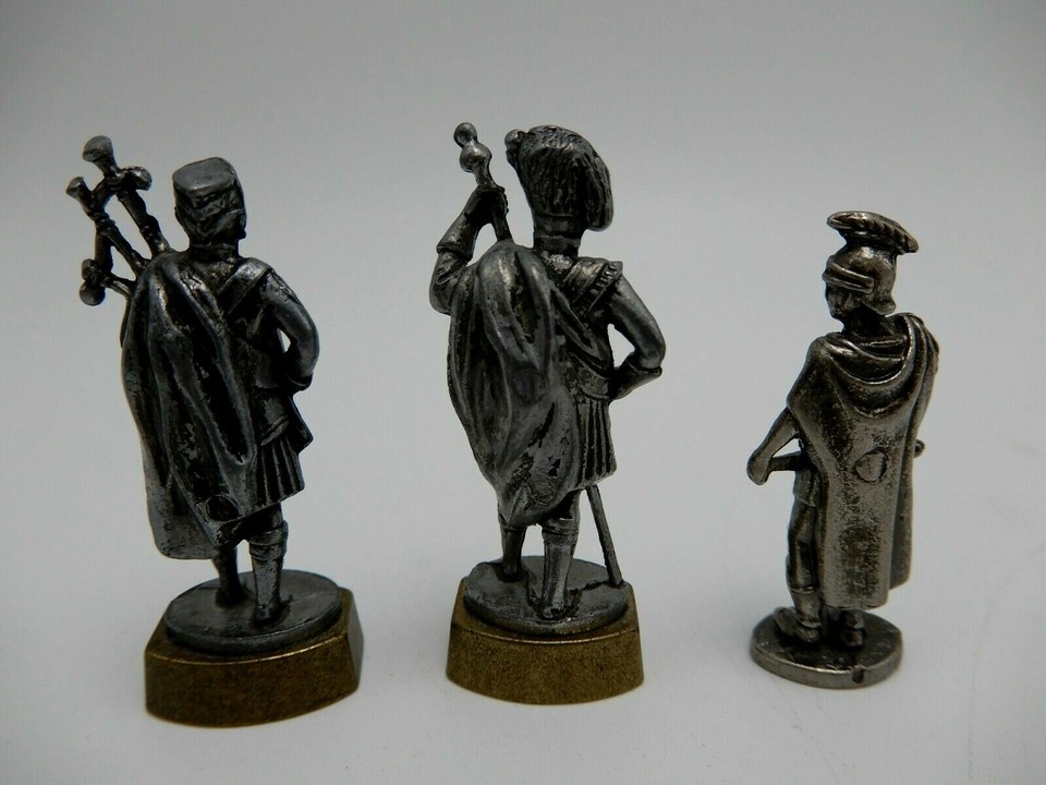 Miniature Pewter Medieval Soldier Figurine Statues Lot of Three 1 3/4 ...
