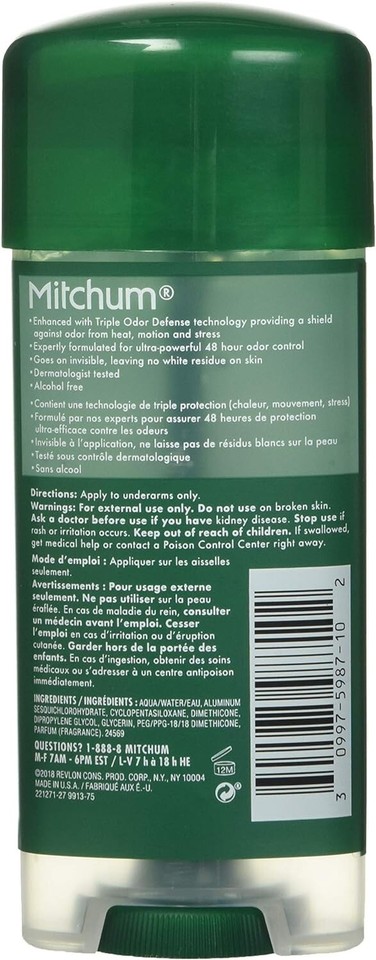 Mitchum Men Antiperspirant Deodorant Stick, Triple Odor Defense Gel 48 ...