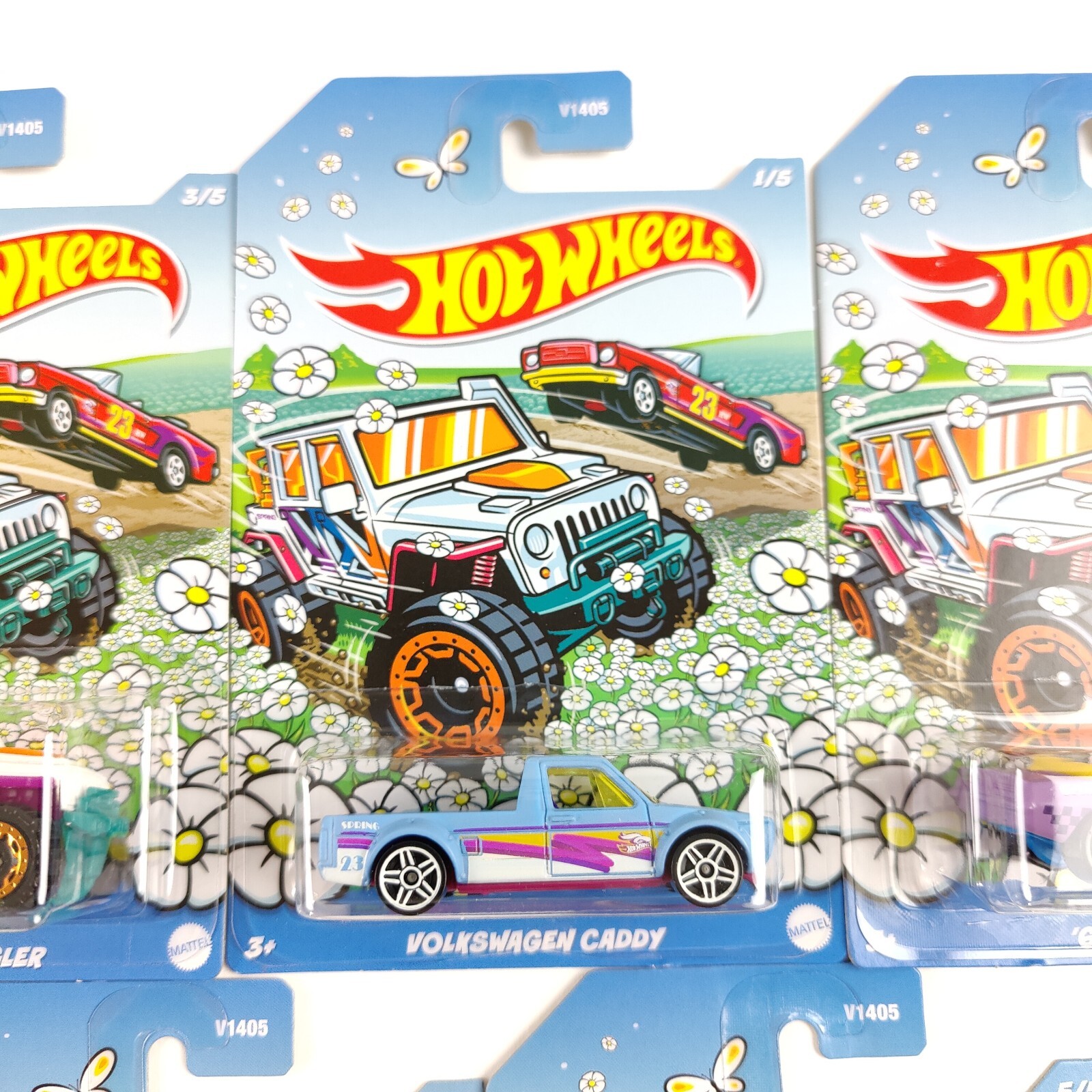 (5) 2023 Hot Wheels Spring Easter Set Volkswagen, Camaro, Jeep, Mustang ...
