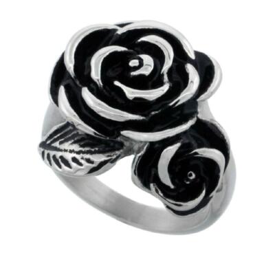 Stainless Steel Double Rose Flower Ring | eBay