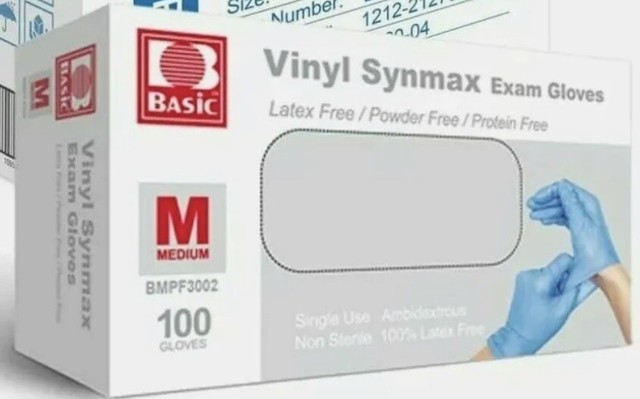 1000pcs Basic Vinyl Synmax Exam Gloves Medium Latex /powder /protein ...