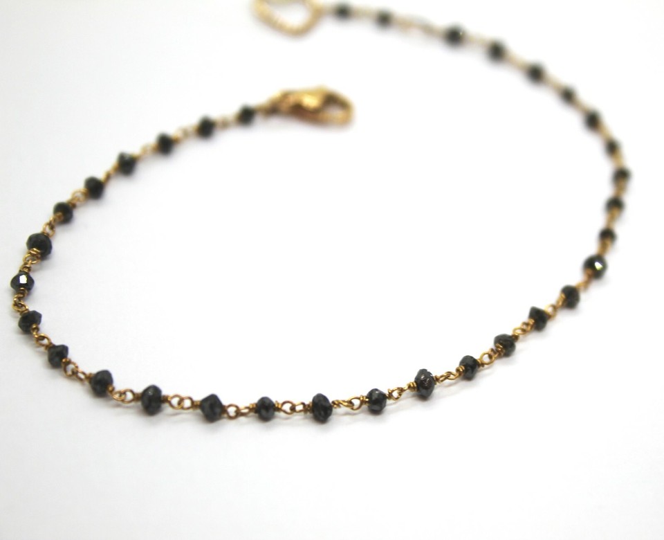 18K Rose Gold Bracelet With Black Diamonds And Heart | eBay UK