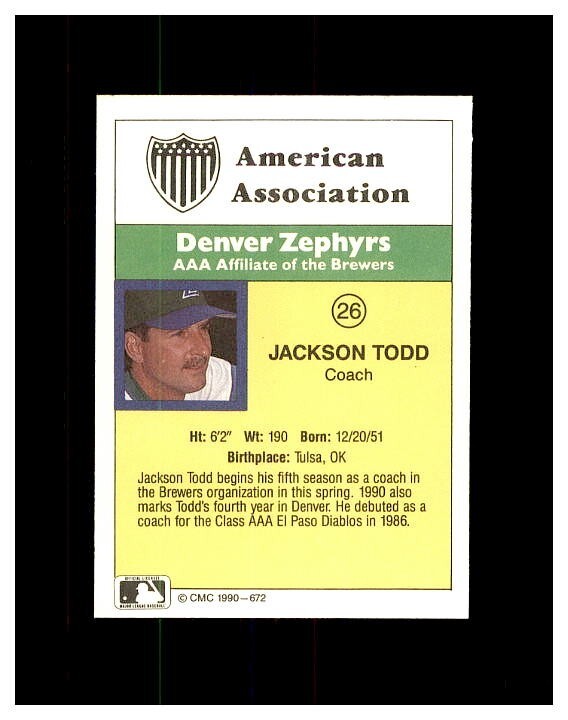 1990 Denver Zephyrs CMC #26 JACKSON TODD | eBay
