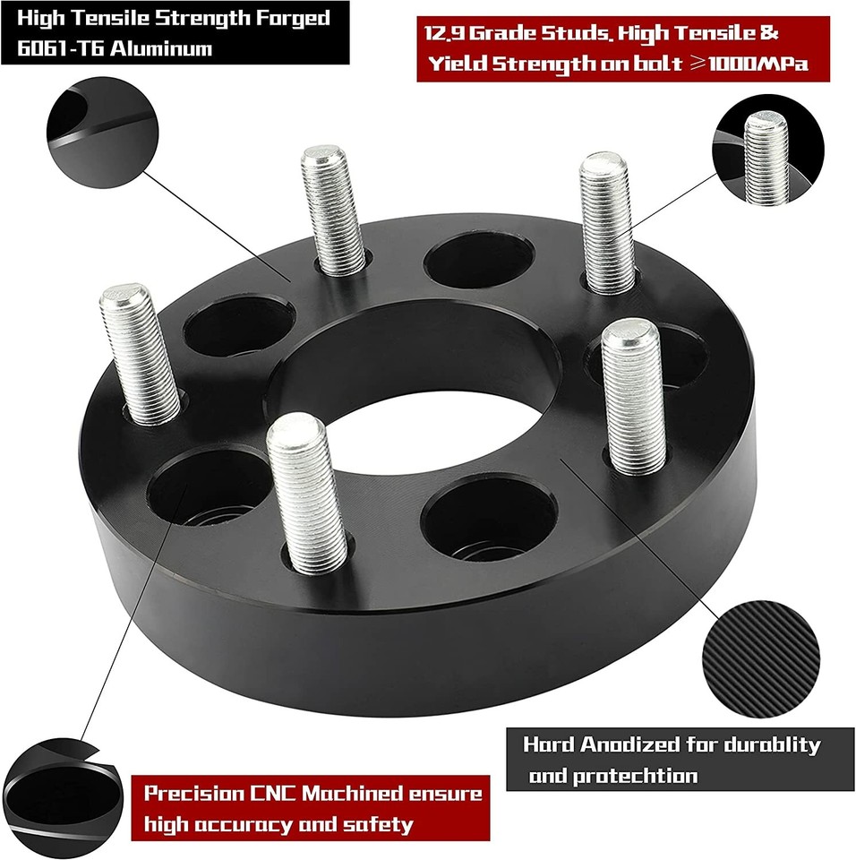 5x5 to 5x5.5 Wheel Adapters 1.25" Thick 5x127 to 5x139.7 1/2x20 Studs ...