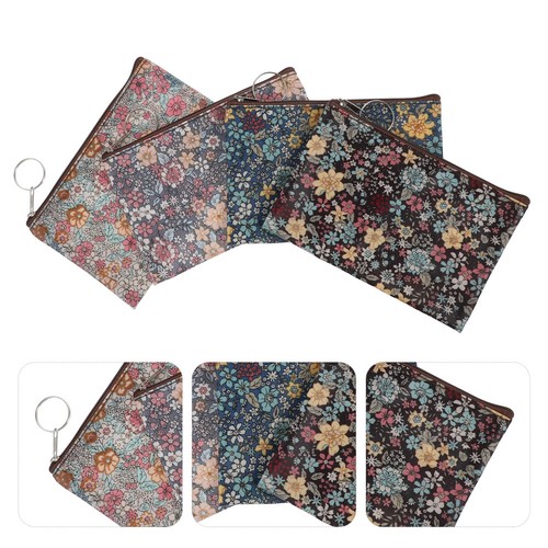 4 Pcs Flower Prints Wallet Coin Purse Women Novelty Purses for Small ...