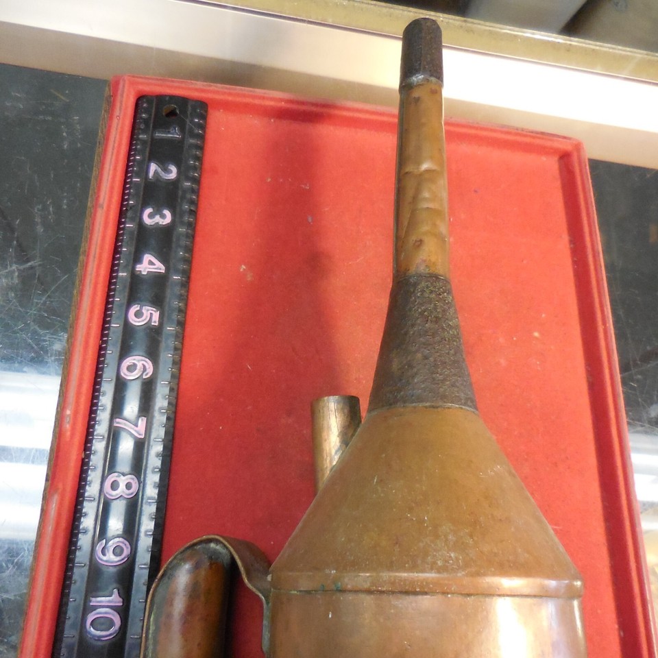 Vintage Hand Made Copper Oiler Oil Pitcher Can / Funnel Gas 1900s. 16 ...