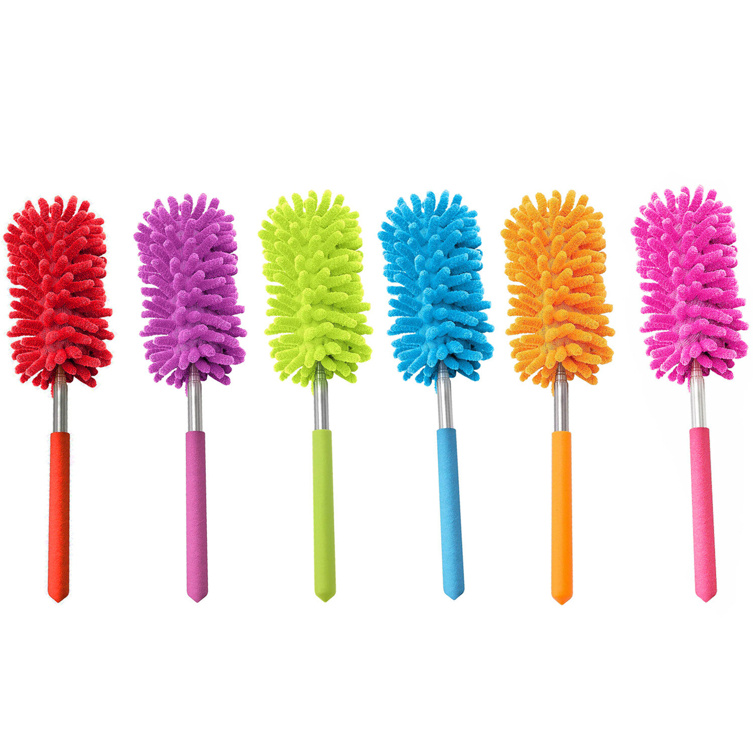 Colorful Telescopic Microfiber Duster with Pivot Head, Extends Up to 29 ...