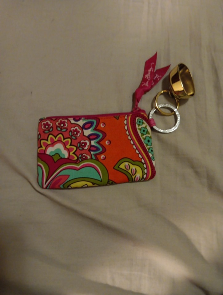 A Vera Bradley Cloth Card & Change Purse With Window For Photo ID/ Bus ...