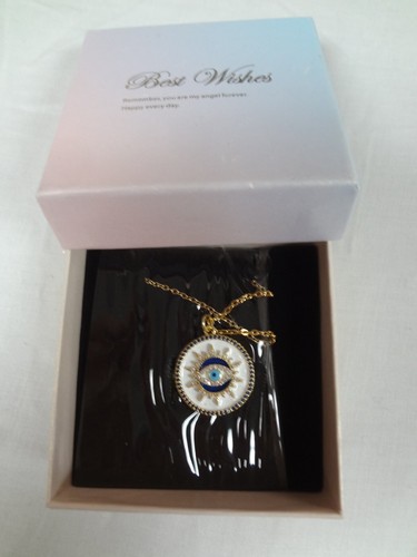 White and Gold Sunburst Eye Protection Symbol Necklace Evil Eye | eBay