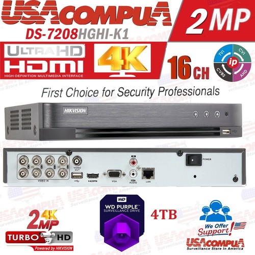 HIKVISION 8 CH DVR DS-7208HGHI-K1 +2 IP CH TVI/AHD/IP/1080P H264+/4TB ...