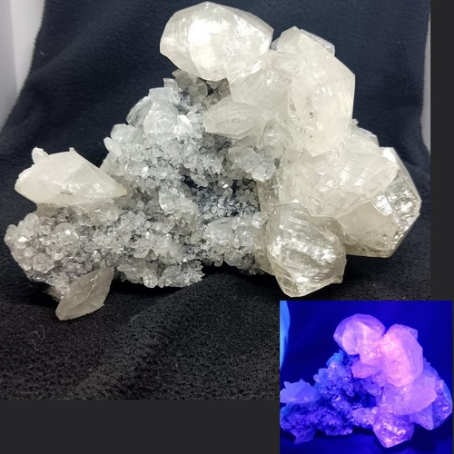 Large UV Reactive Benz Calcite Crystal Specimen With Pyrite XL Natural ...