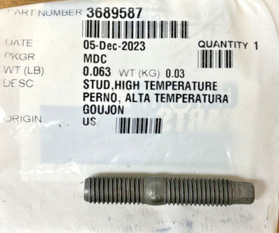 ~ NEW GENUINE CUMMINS HIGH TEMPERATURE MOUNTING STUD ~ 3689587 | eBay