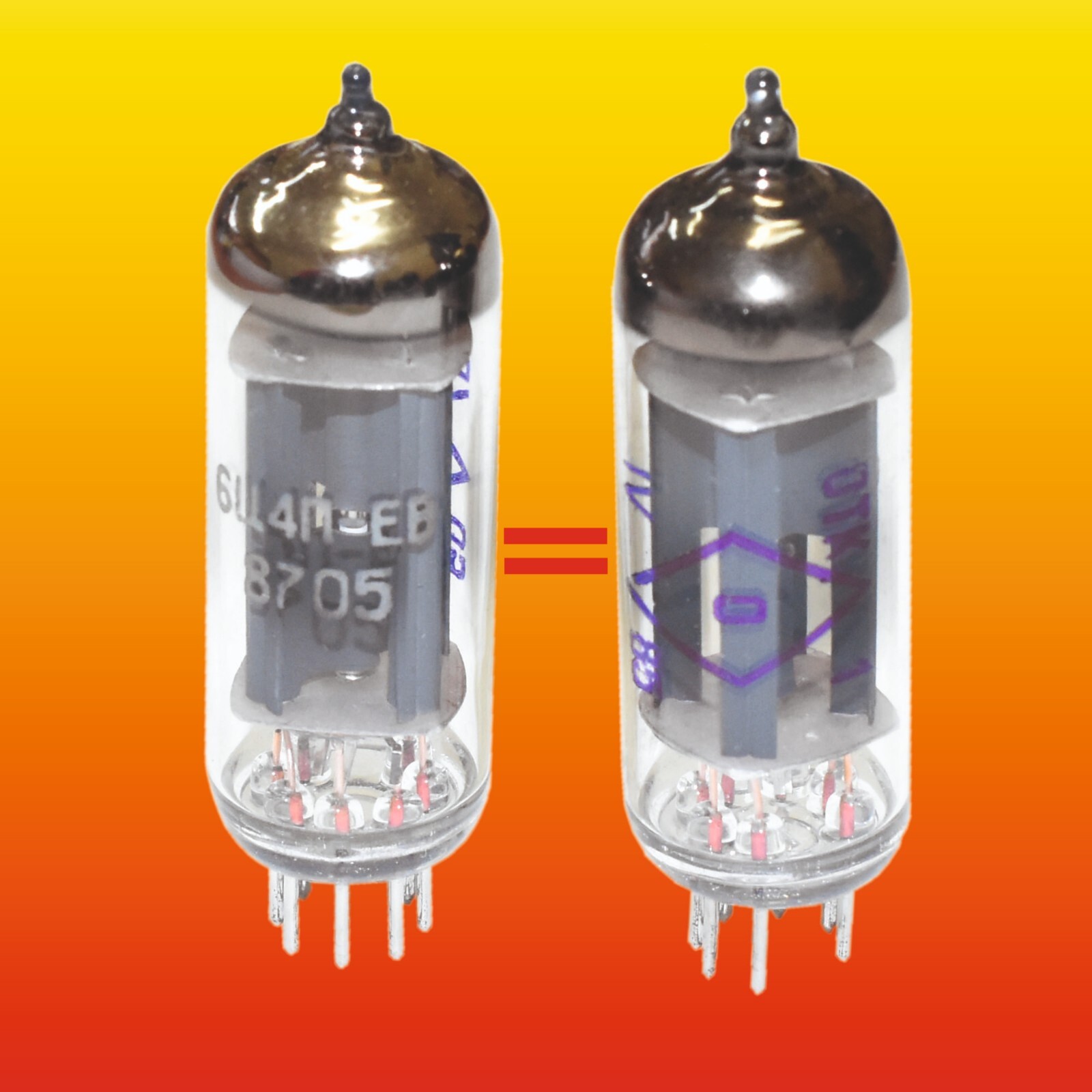 6C4P-EV 6Ц4П-ЕВ STRONG MATCHED RUSSIAN RECTIFIER TUBE NOS TESTED =6Z4 ...