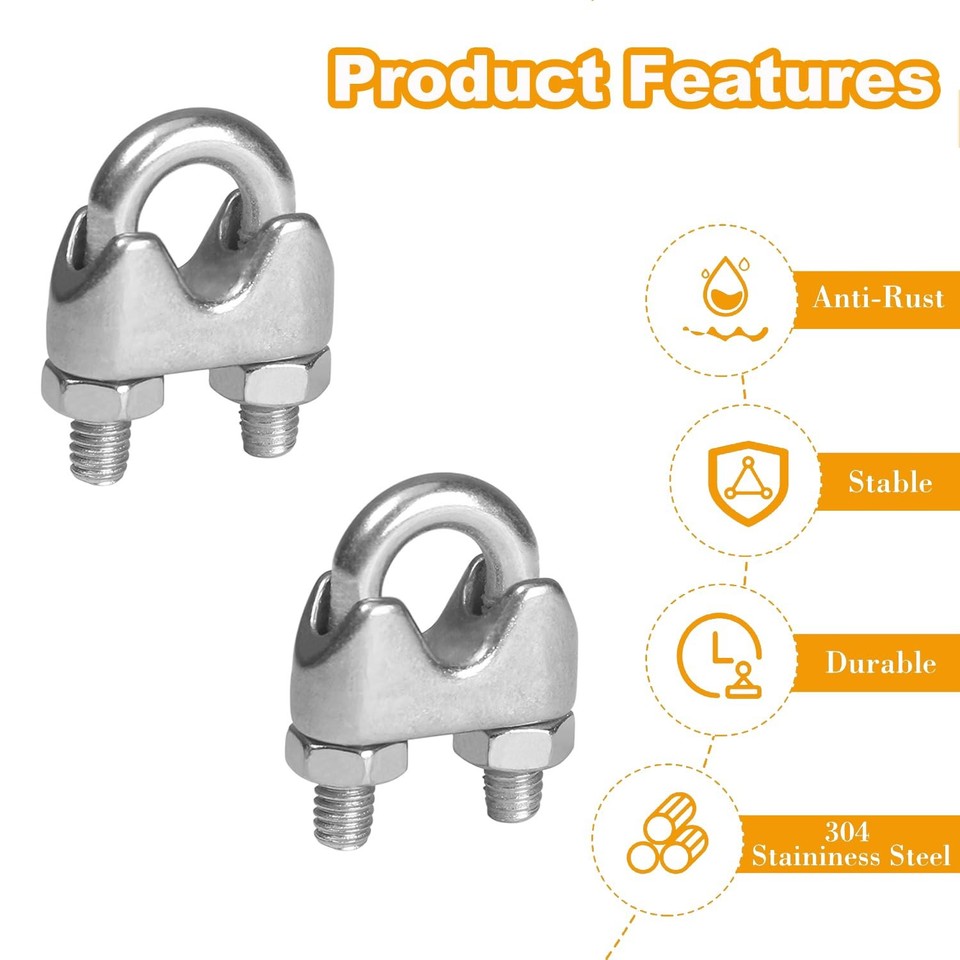 20Pcs 1/8'' M3 Wire Rope Clamps 20Pcs M3 Wire Rope Thimble | eBay UK