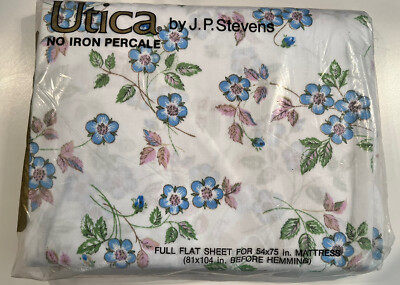 Vintage Utica by JP Stevens Full Flat Sheet Lavender and Blue Floral ...
