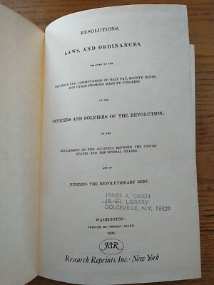 Resolutions, Laws, and Ordinances, Revolutionary War History Book ...