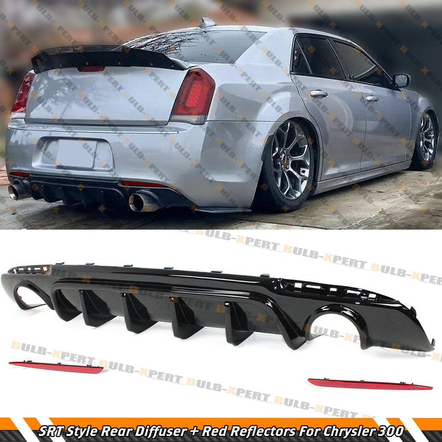 2015-2023 Chrysler 300 Gloss Black Dual Exhaust Rear Diffuser with Red ...
