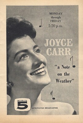 1961 WTTG WASHINGTON,D.C. TV AD~JOYCE CARR WEATHER GIRL on the NEWS ...