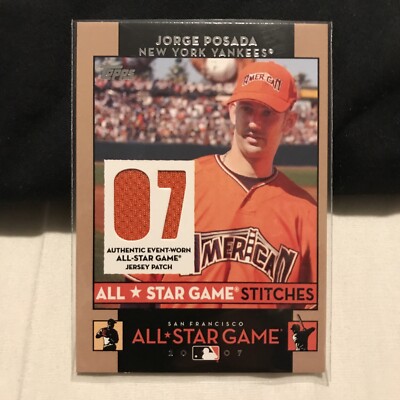 2007 topps all star stitches jorge posada game used jersey! yankees ...