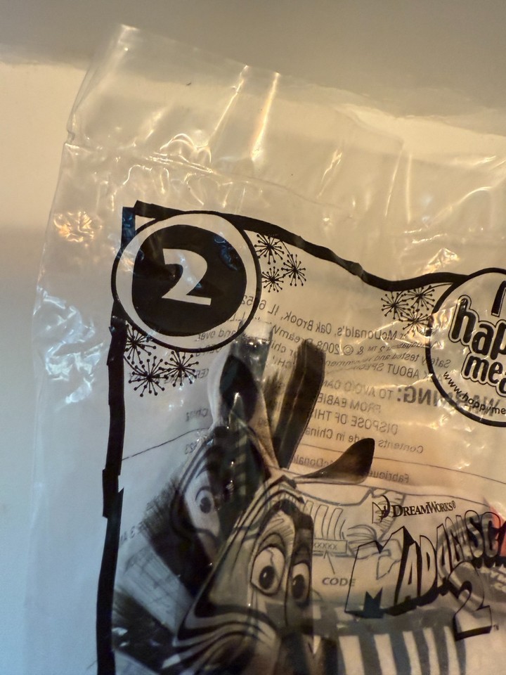 McDonald’s Happy Meal Madagascar 2 Marty the Zebra #2 (2008) Sealed Bag ...
