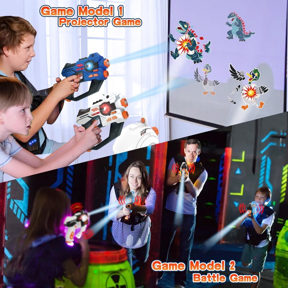 Laser Tag Guns Set of 2 with Projector Lazer Shooting Game for Kids ...