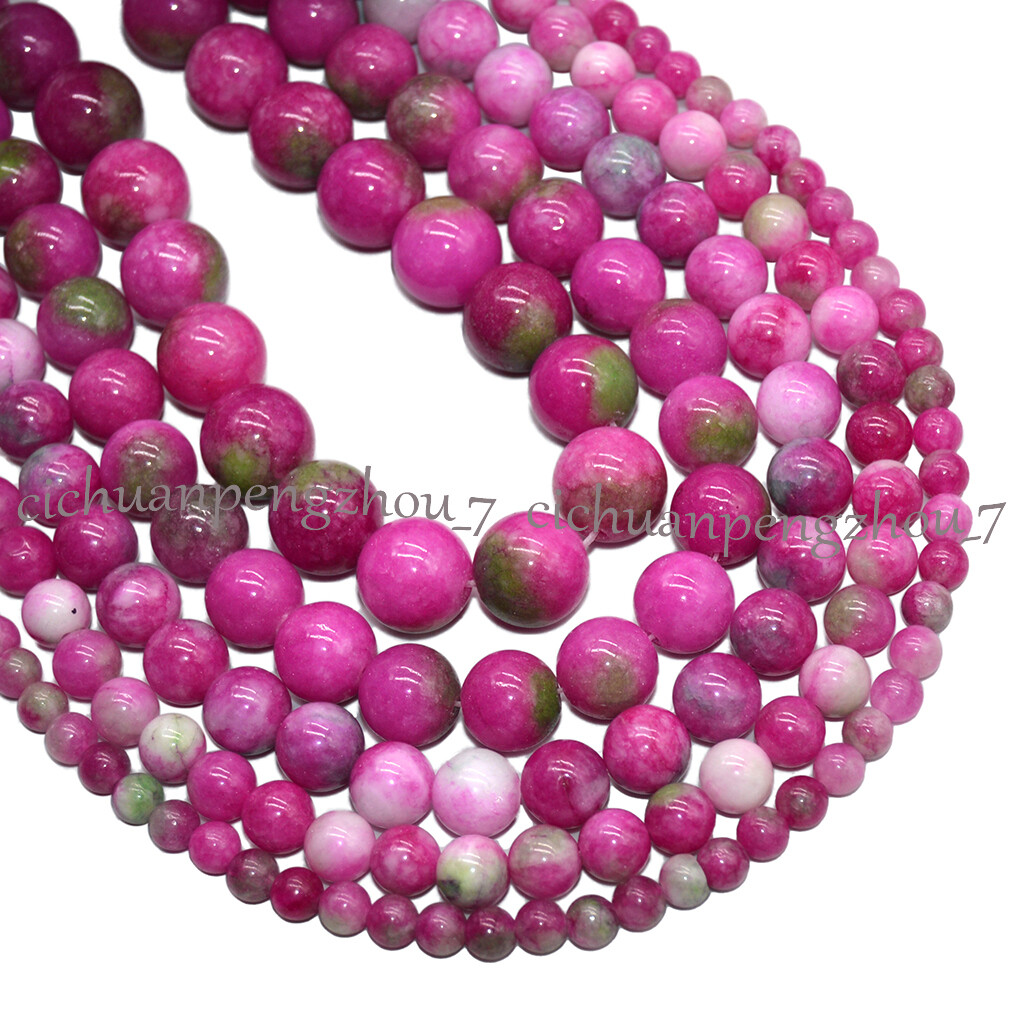 Natural Red Green Multicolor Jade 6/8/10/12/14mm Round Gemstone Loose ...