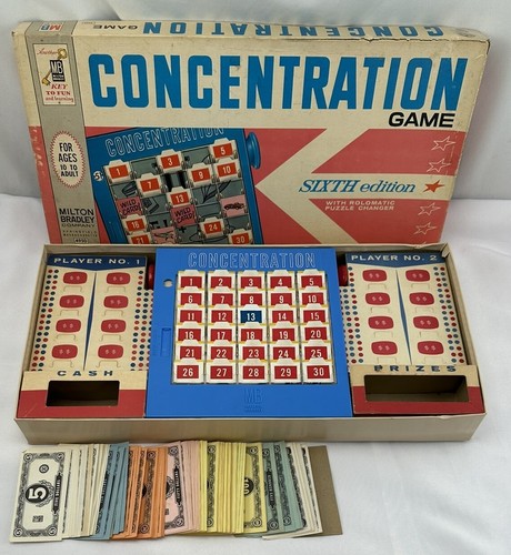 1967 Concentration Board Game 6th Ed Milton Bradley Complete Very Good ...