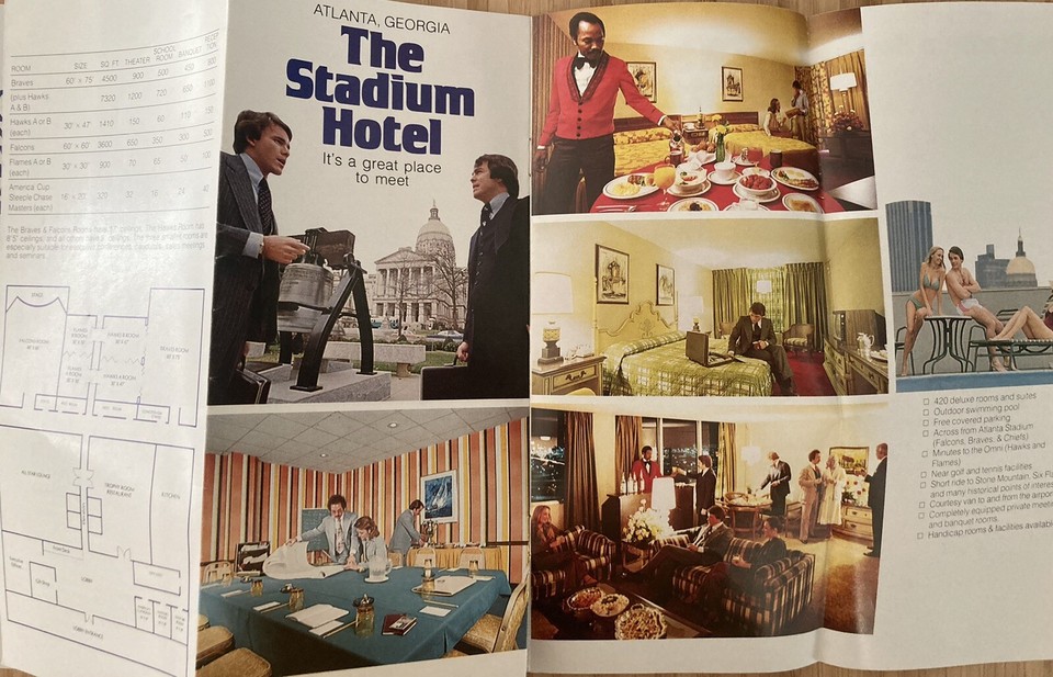 1970s STADIUM HOTEL ATLANTA, USA BROCHURE FOLDER TRAVEL VINTAGE ! | eBay