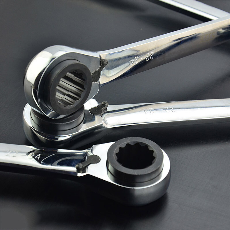 Metric 4 in 1 Ratchet Ring Wrench Double End Spanner 8mm-24mm Two way ...