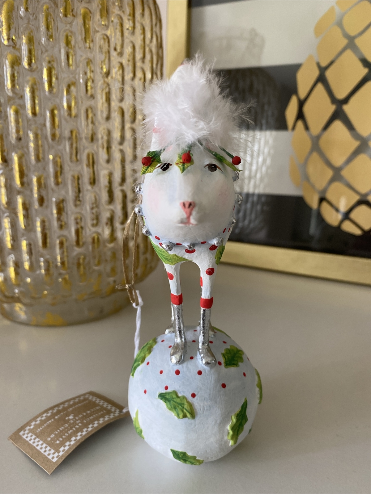 Patience Brewster Dash Away Nordy Arctic Fox Ornament White Feathers ...