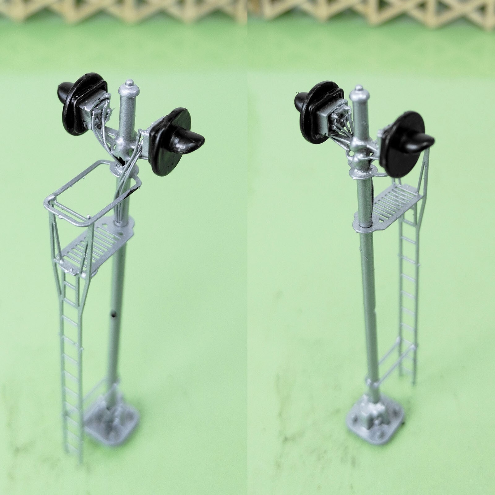 1 x HO scale model railroad 3-colors searchlight signal metal 2 head ...