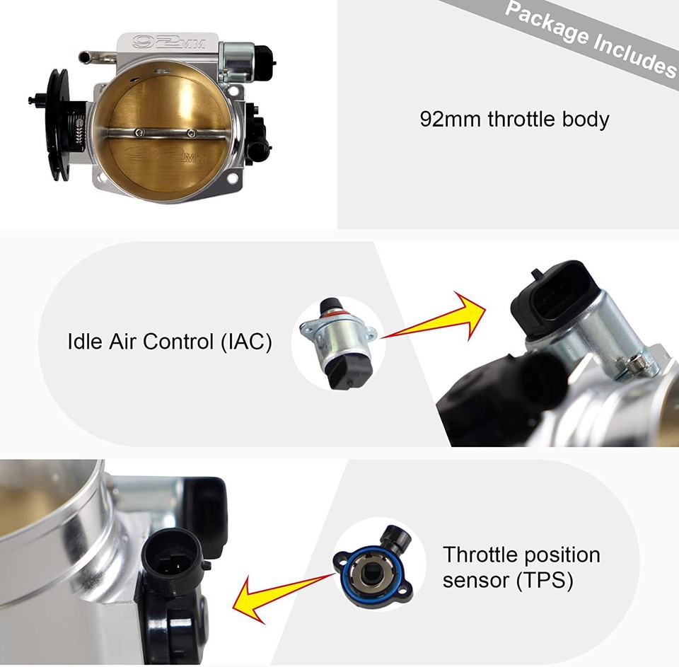 92MM LS Throttle Body with Position Sensors TPS IAC For LSX LS1 LS2 LS3 ...