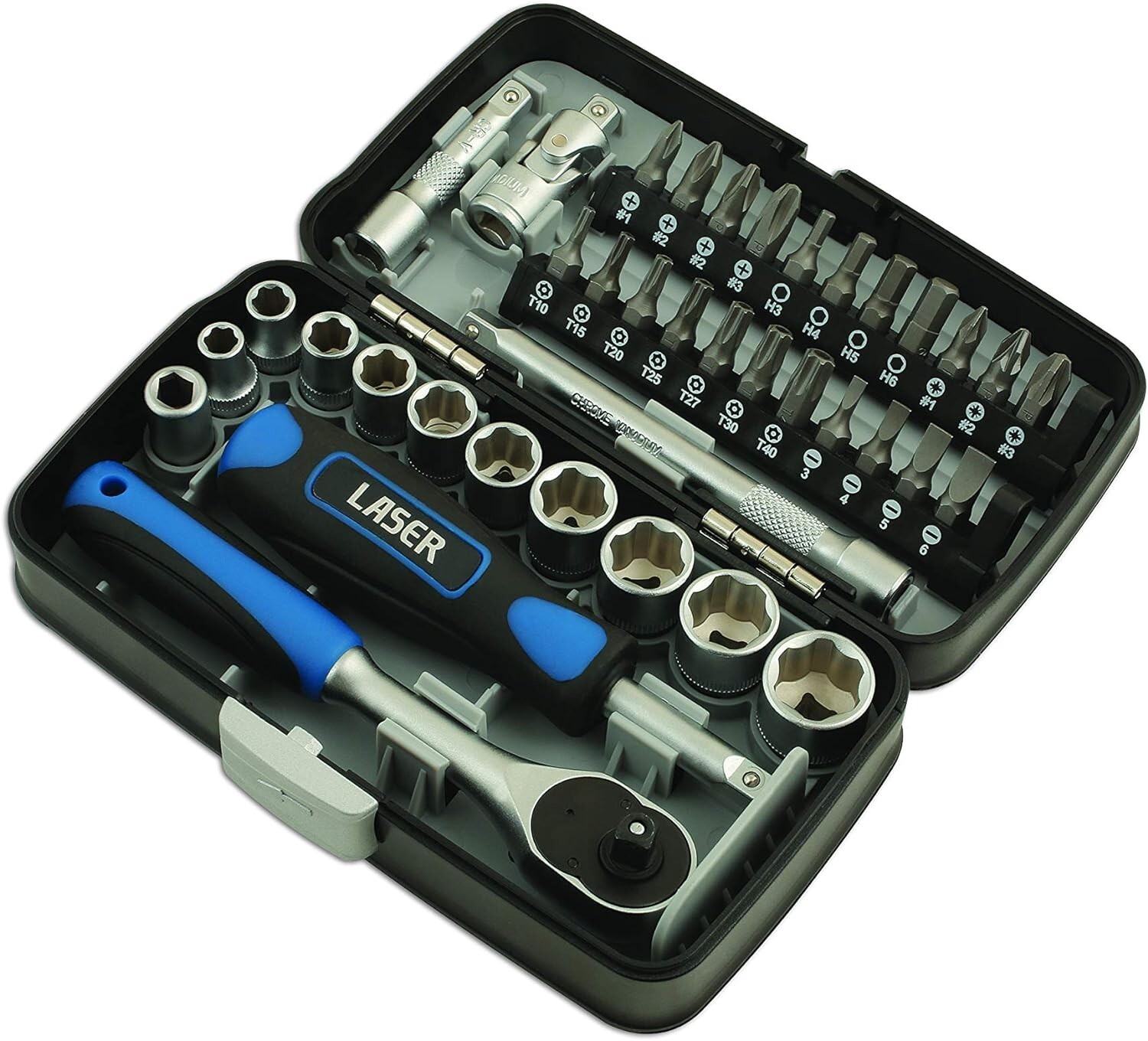 Laser Tools Socket & Bit Set 1/4"D 38 Piece Ratchet & Star TORX Set ...