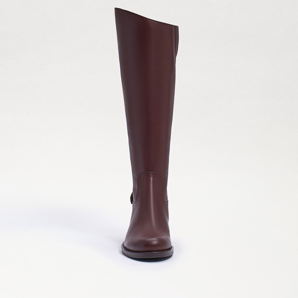 Sam Edelman Mikala Terazzo Brown Leather Block Heel Riding Knee High ...
