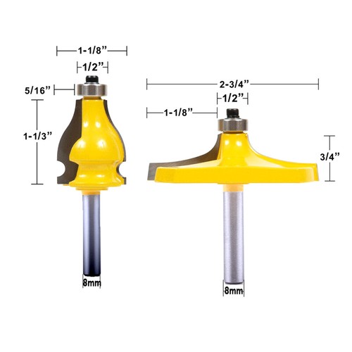 2PC 8mm Shank Thumbnail & Beaded 2 Bit Handrail Router Bit Set | eBay