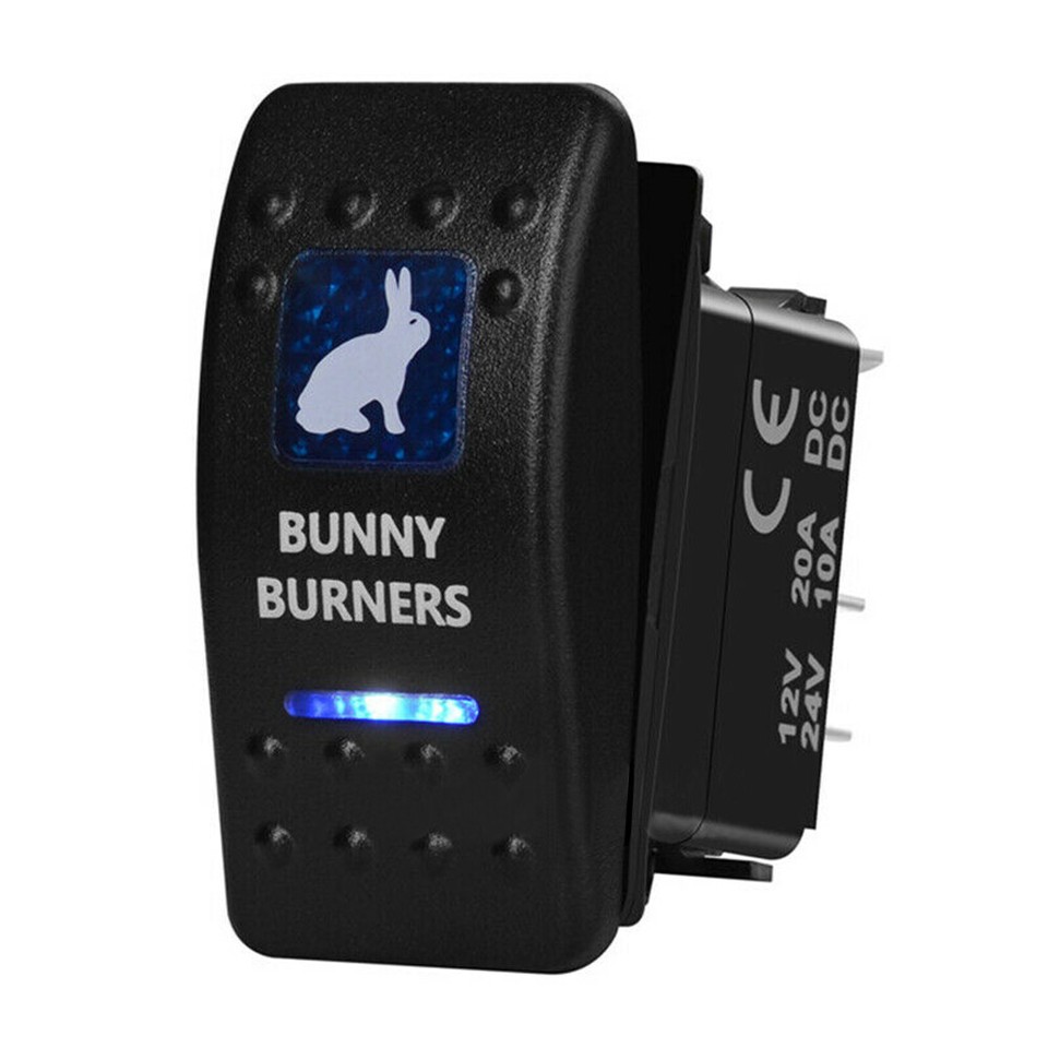 Blue LED BUNNY BURNERS Toggle Rocker Switch 5pin ON/OFF for Car Marine ...