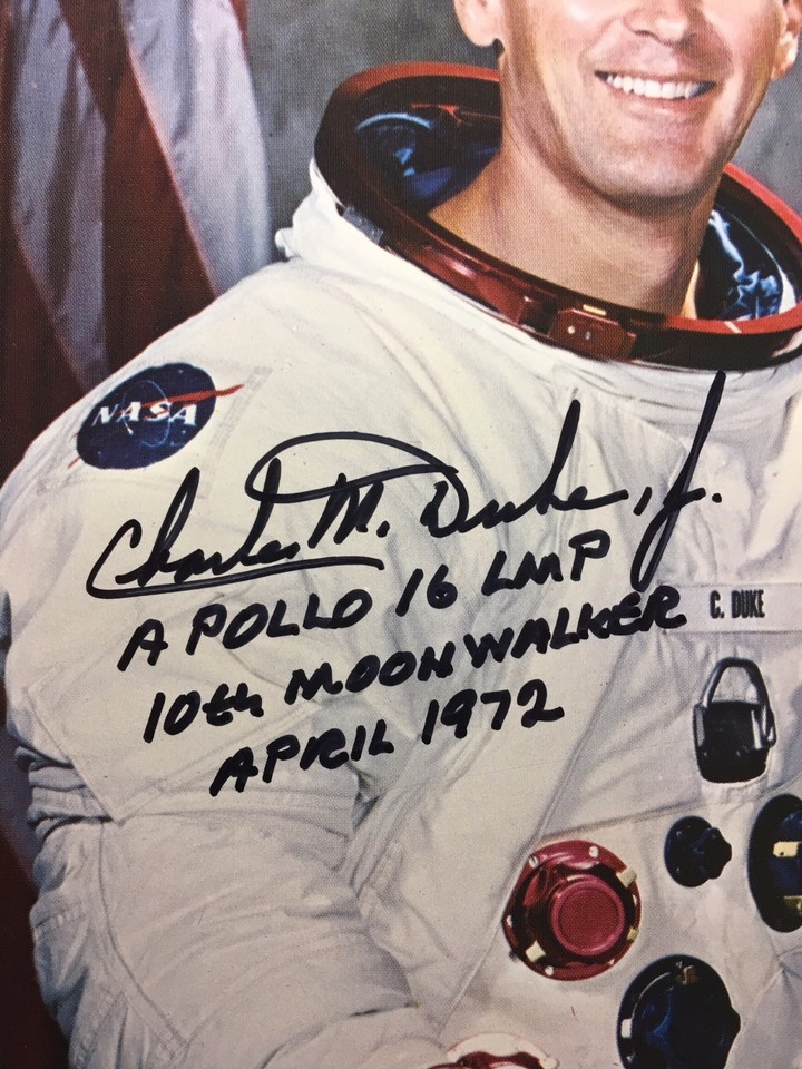 CHARLIE DUKE APOLLO 16 HAND SIGNED AUTOGRAPHED WSS LITHO & FULL MISSION ...