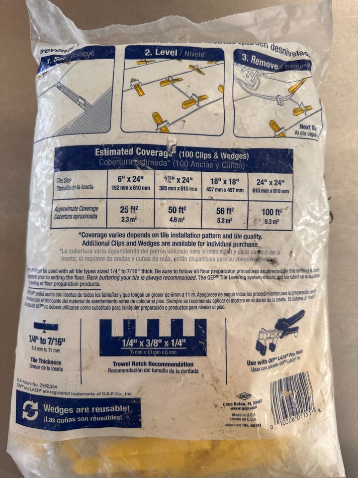QEP LASH Tile Leveling System Project Pack 100 1/16" Leveling Clips ...