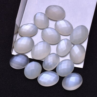 16 Pcs Natural Moonstone Oval Checker Cut 14mm-17mm Glossy Loose ...