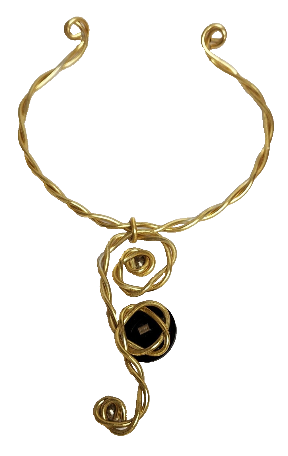 Jeff Leib Brushed Gold Tone Torque Collar Necklace Swarovski Elements ...