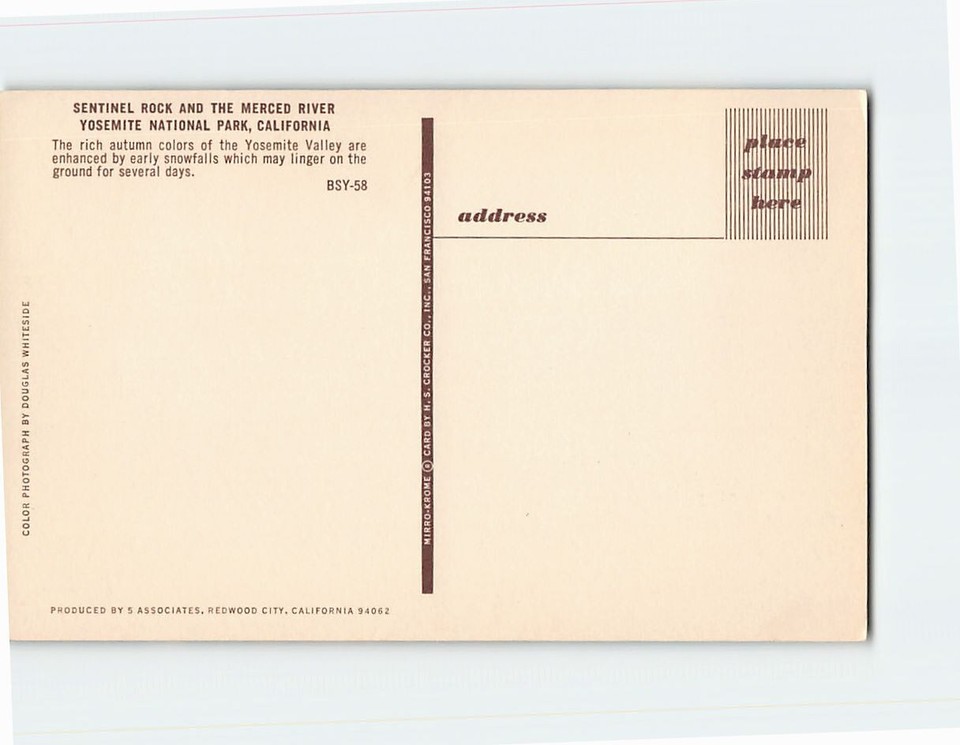Postcard Sentinel Rock & Merced River Yosemite National Park California ...