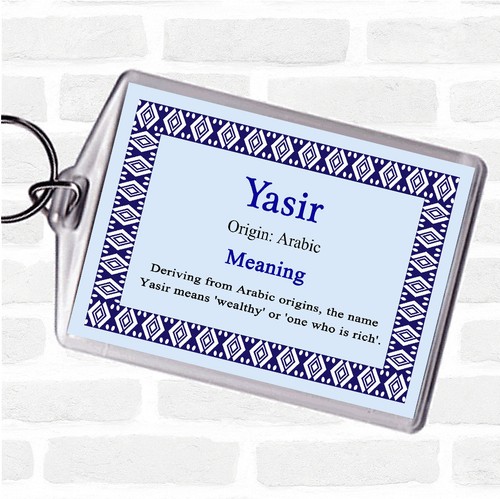Yasir Name Meaning Bag Tag Keychain Keyring Blue | eBay